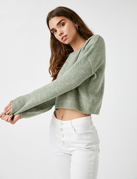 Koton Kadın Bisiklet Yaka Kazak Crop