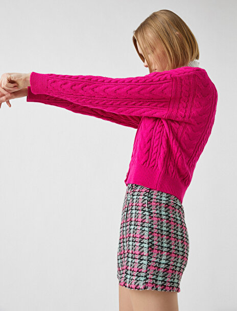 Koton Kadın Taşlı Düğmeli V Yaka Hırka