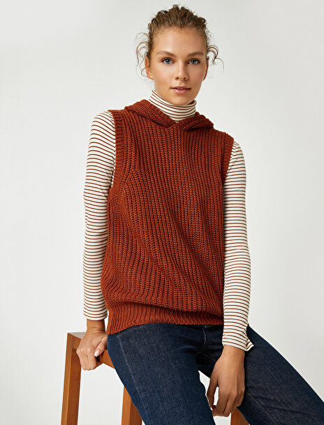 Koton Kadın Kapüşonlu Dokuma Süveter Koton Kadın Kapüşonlu Dokuma Süveter