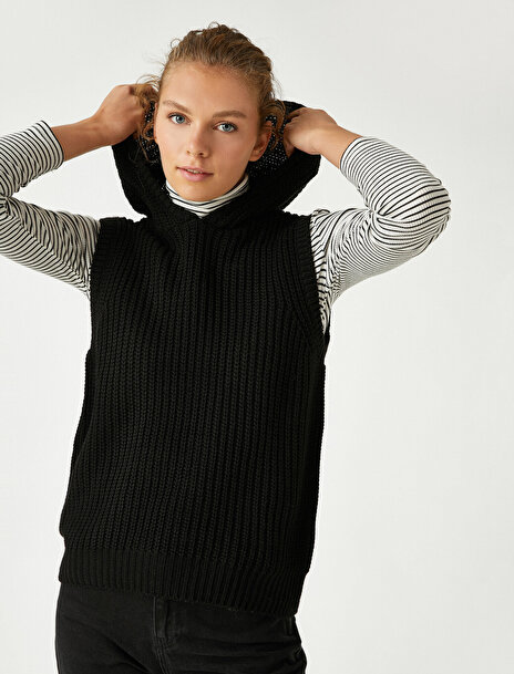 Koton Kadın Kapüşonlu Dokuma Süveter Koton Kadın Kapüşonlu Dokuma Süveter