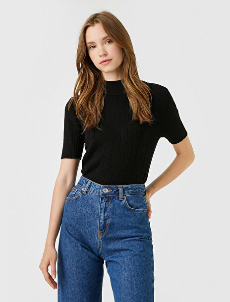 Koton Kadın Balıkçı Yaka Kısa Kollu Triko Kazak