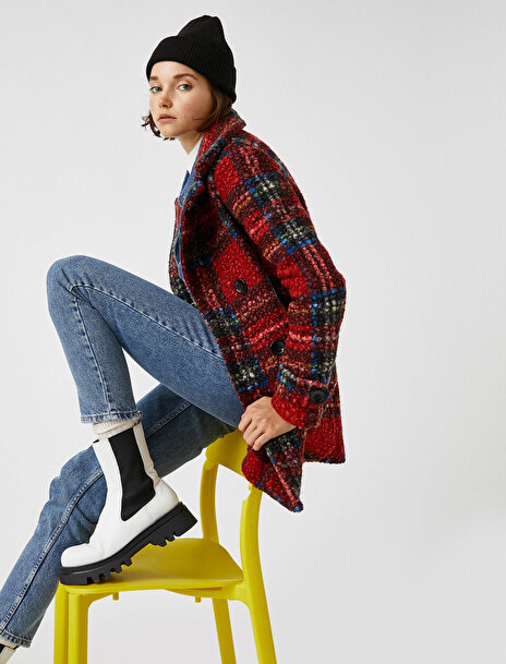 Koton Ole Genç Kız Kareli Kaban