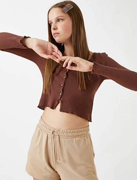 Koton Ole Genç Kız Slim Fit Waffle Hırka Pamuklu