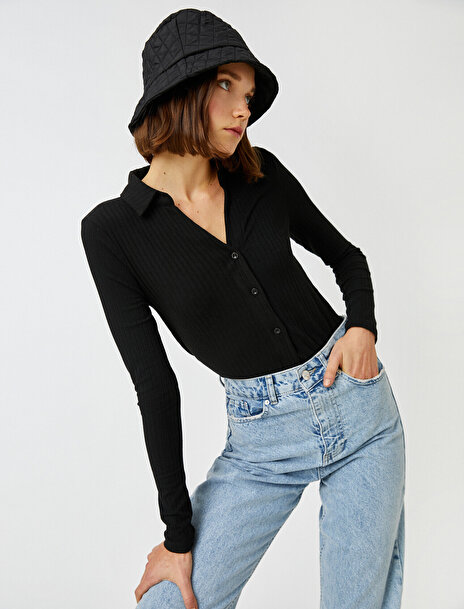 Koton Ole Genç Kız V Yaka Düğmeli Uzun Kollu Hırka