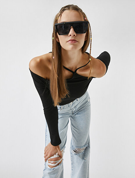 Koton Ole Genç Kız Omuz Detaylı Uzun Kollu Tişört