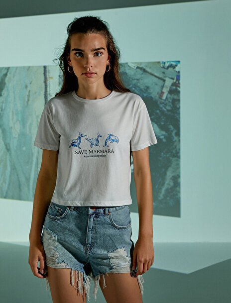 Koton Ole Genç Kız Marmara Temalı Baskılı Tişört Pamuklu