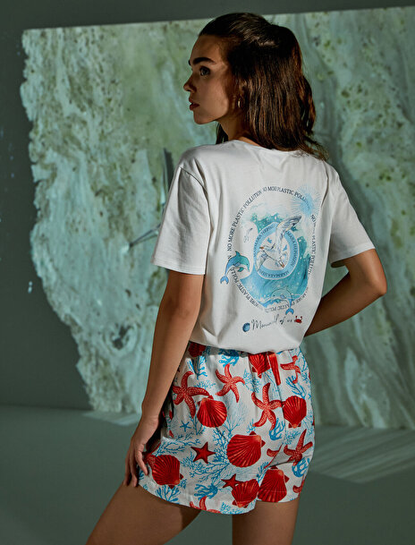 Koton Ole Genç Kız Marmara Temalı Baskılı Tişört Pamuklu