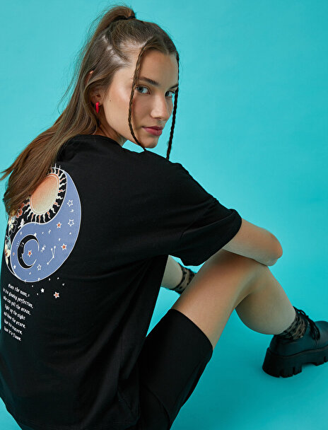 Koton Ole Genç Kız Arkası Baskılı Tişört Pamuklu