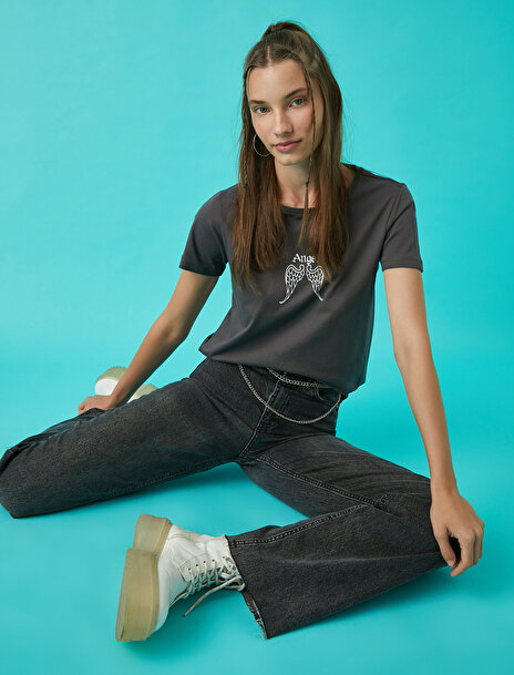 Koton Ole Genç Kız Melek Baskılı Tişört Pamuklu Koton Ole Genç Kız Melek Baskılı Tişört Pamuklu