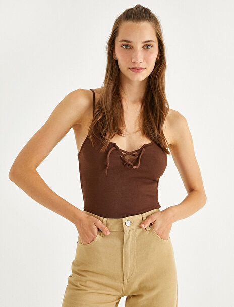 Koton Ole Genç Kız Bağlama Detaylı İnce Askılı Atlet