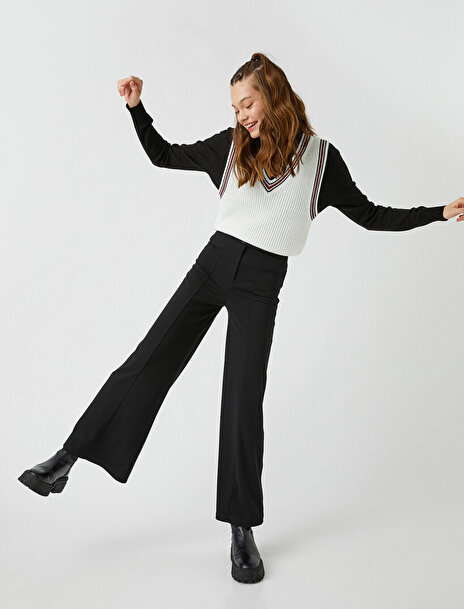 Koton Kadın Yüksek Bel Bol Paçalı Pantolon