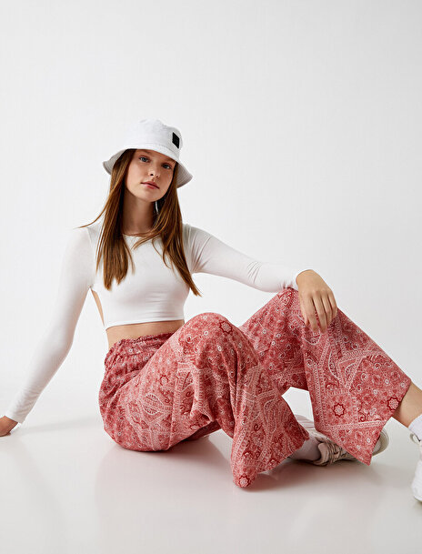 Koton Ole Genç Kız Beli Lastikli Rahat Kesim Pantolon Bol Paça