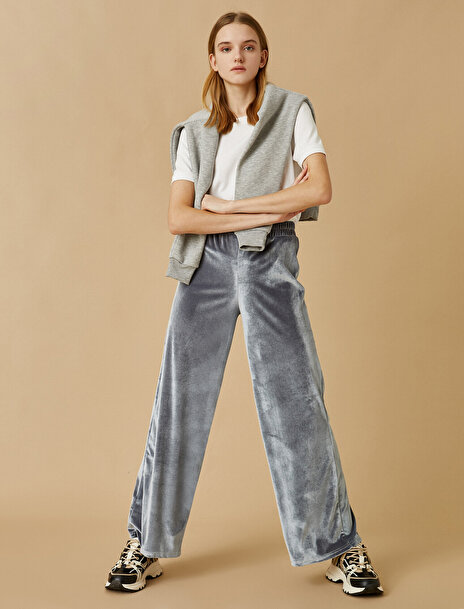 Koton Ole Genç Kız Bol Paçalı Kadife Eşofman Altı