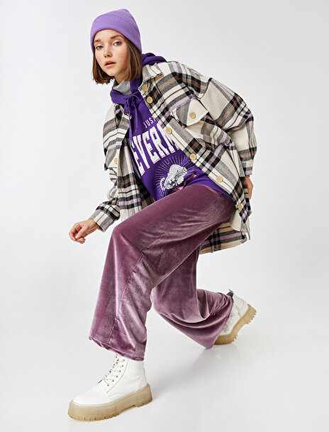 Koton Ole Genç Kız Bol Paçalı Kadife Eşofman Altı