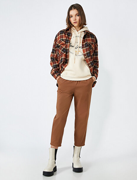 Koton Ole Genç Kız Yüksel Bel Pantolon Beli Bağlamalı Pamuklu