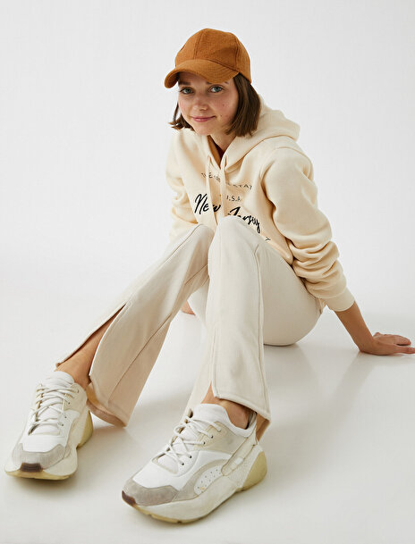 Koton Ole Genç Kız Yüksek Bel Yırtmaçlı Pantolon Fitilli