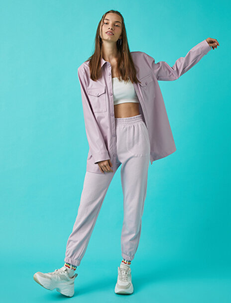 Koton Ole Genç Kız Jogger Eşofman Altı Beli Paçası Lastikli Pamuklu