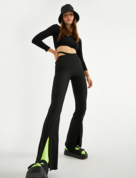 Koton Ole Genç Kız Yüksel Bel Pantolon Paçası Yırtmaç Detaylı