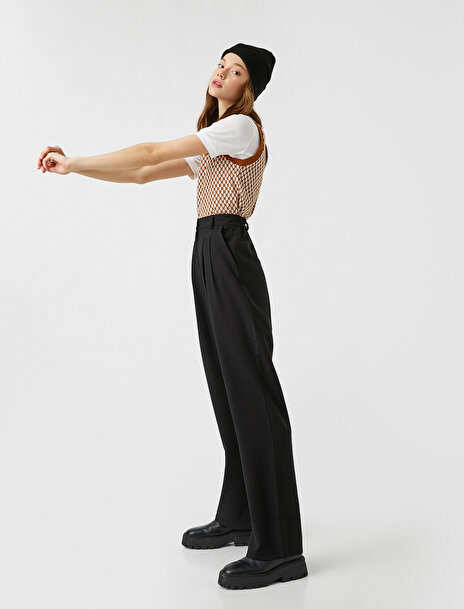 Koton Kadın Yüksek Bel Bol Paça Palazzo Pantolon