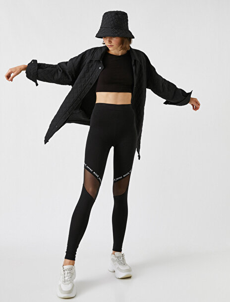 Koton Ole Genç Kız Baskılı Transparan Detaylı Tayt