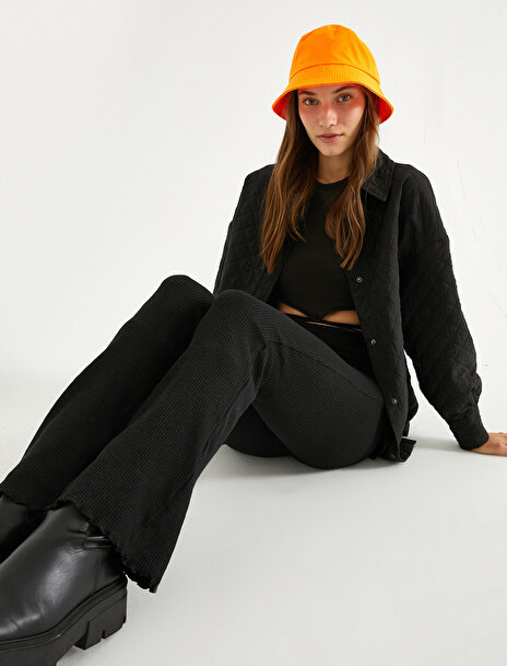 Koton Ole Genç Kız İspanyol Paça Pantolon Yüksek Bel Fitilli