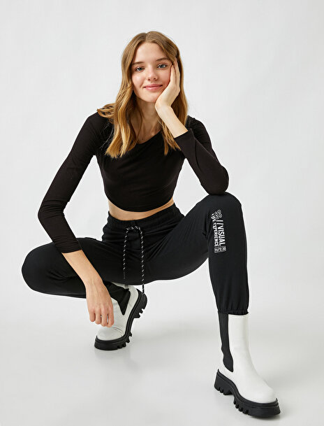 Koton Ole Genç Kız Beli Lastikli Baskılı Cepli Jogger Eşofman Altı