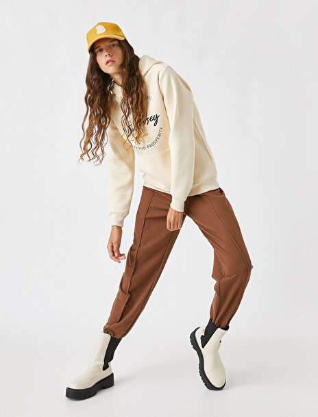 Koton Ole Genç Kız Önden Şeritli Yüksek Bel Jogger Eşofman Altı