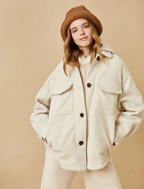 Koton Ole Genç Kız Polarlı Cepli Gömlek Ceket