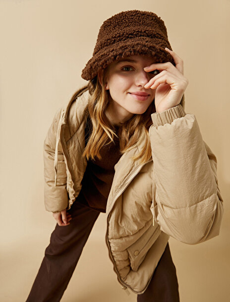 Koton Ole Genç Kız Kapüşonlu Cepli Şişme Anorak Mont