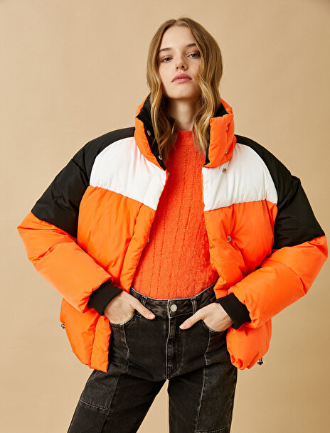 Koton Ole Genç Kız Renk Bloklu Şişme Anorak Mont