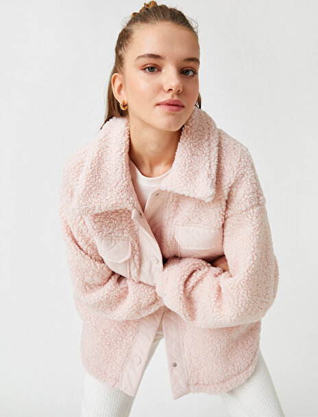 Koton Ole Genç Kız Polo Yaka Cepli Peluş Mont