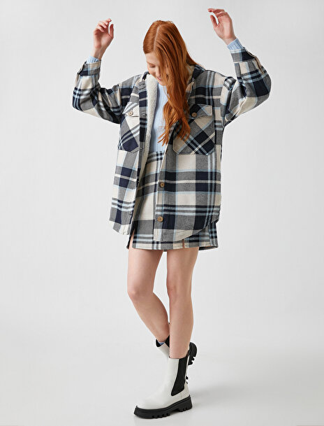 Koton Ole Genç Kız İçi Polarlı Ekoseli Gömlek Ceket