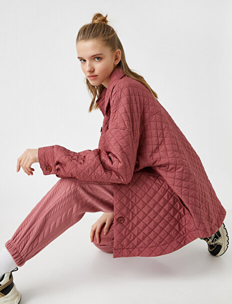 Koton Ole Genç Kız Polo Yaka Kapitone Mont