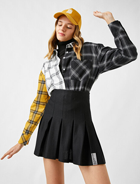 Koton Ole Genç Kız Renk Bloklu Kareli Gömlek