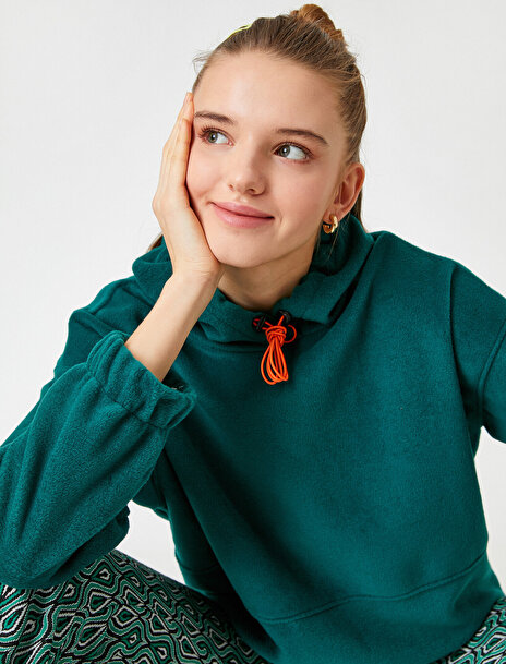 Koton Ole Genç Kız Kapüşonlu Kolları Lastikli Sweatshirt