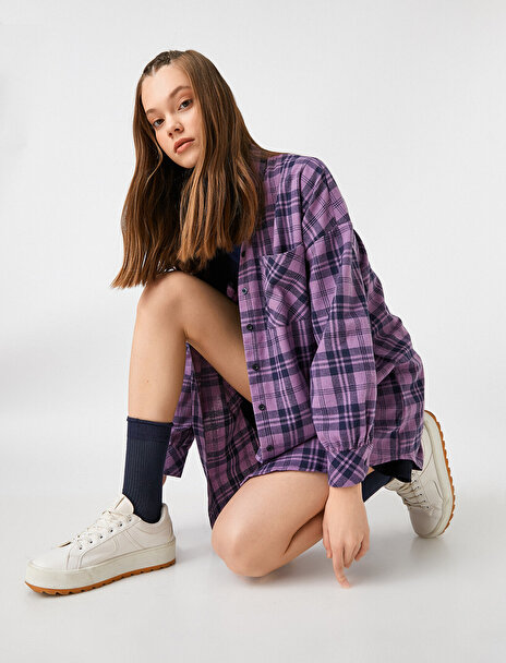 Koton Ole Genç Kız Ekoseli Oversize Gömlek Koton Ole Genç Kız Ekoseli Oversize Gömlek