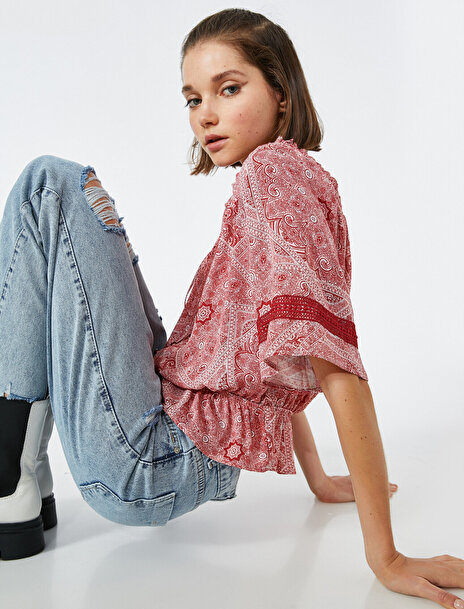 Koton Ole Genç Kız Yakası Bağcıklı Bluz