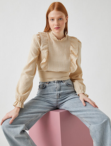 Koton Ole Genç Kız Fırfırlı Uzun Kollu Bluz