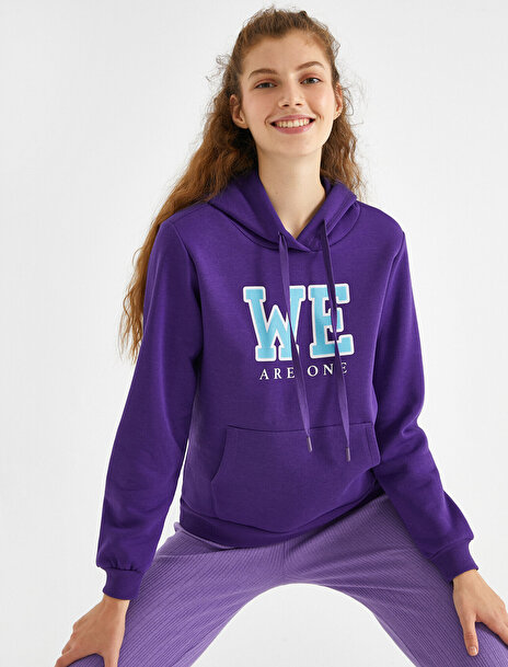 Koton Ole Genç Kız Baskılı Kapüşonlu Sweatshirt Rahat Kesim