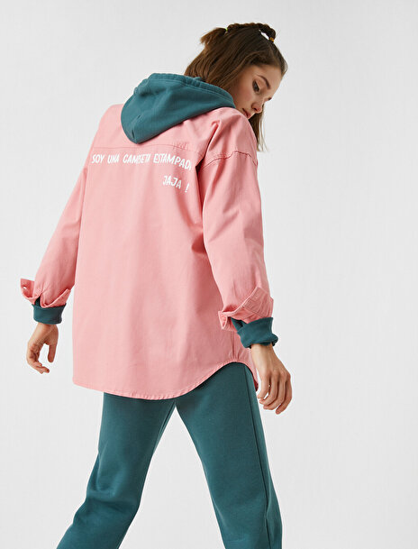 Koton Ole Genç Kız Pamuklu Sırtı Baskılı Oversize Gömlek