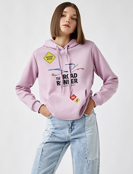 Koton Ole Genç Kız Warner Bros Lisanlı Kapüşonlu Cepli Baskılı Sweatshirt