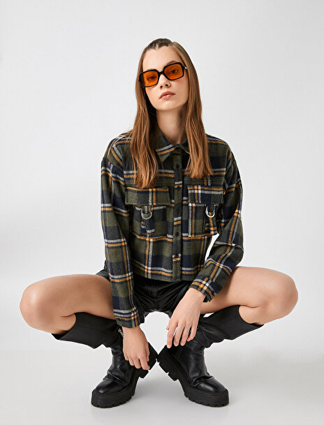 Koton Kadın Ekoseli Uzun Kollu Gömlek