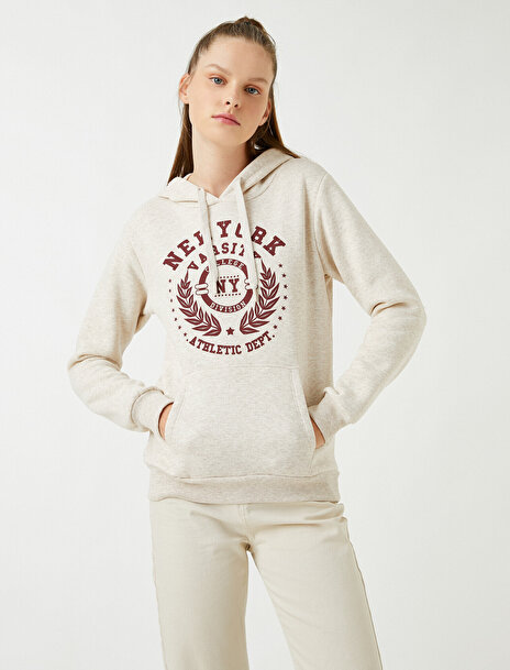Koton Ole Genç Kız Nwe York Baskılı Kapüşonlu Sweatshirt Pamuklu