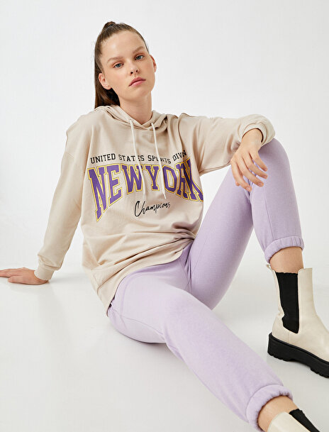 Koton Ole Genç Kız New York Baskılı Kapüşonlu Sweatshirt