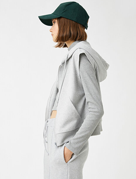 Koton Ole Genç Kız Kapüşonlu Fermuarlı Kolsuz Sweatshirt