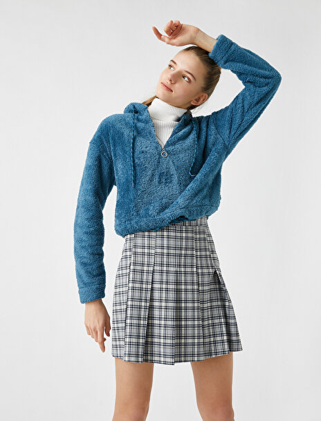 Koton Ole Genç Kız Kapüşonlu Fermuarlı Peluş Sweatshirt Koton Ole Genç Kız Kapüşonlu Fermuarlı Peluş Sweatshirt