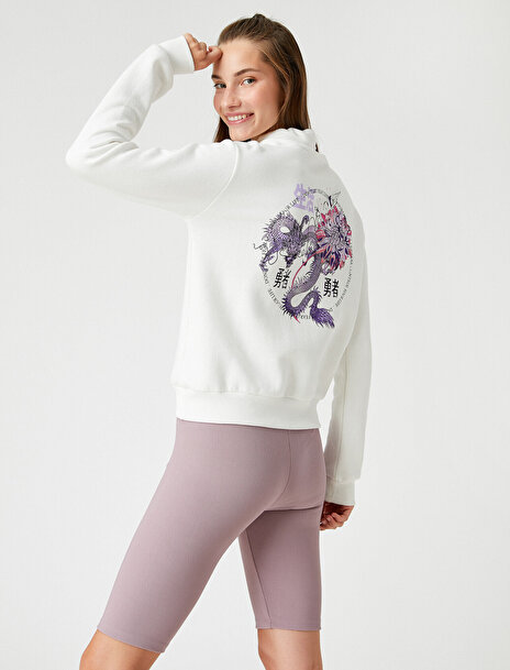 Koton Ole Genç Kız Baskılı Sweatshirt Sırt Detaylı Uzun Kollu