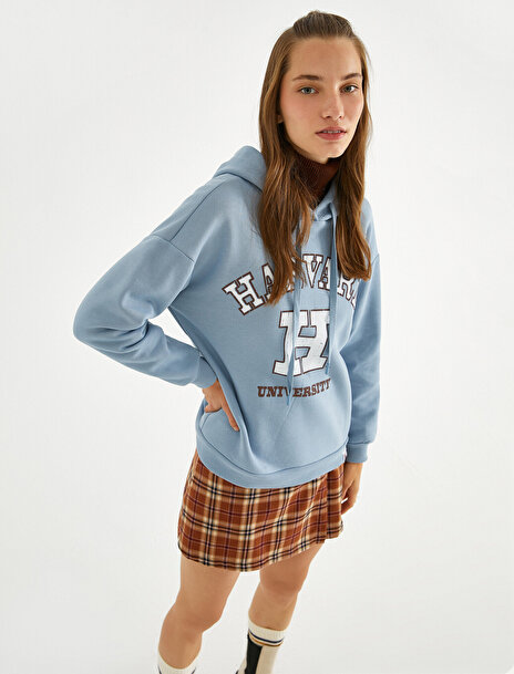 Koton Ole Genç Kız Uzun Kollu Yazı Baskılı Kapüşonlu Sweatshirt