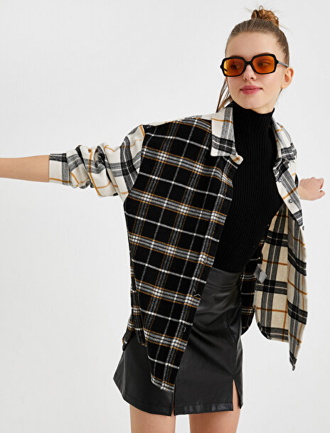 Koton Ole Genç Kız Deri Görünümlü Yüksek Bel Mini Etek