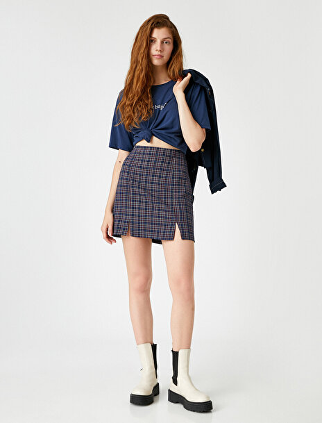 Koton Ole Genç Kız Kareli Mini Etek